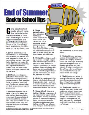 End of Summer Back to School Tips - Handoutsplus – WorkExcel