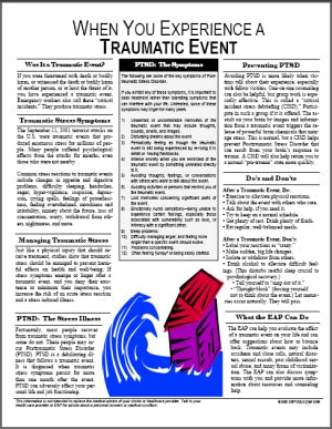 Traumatic Stress Disorder Tip Sheets - Handoutsplus – WorkExcel
