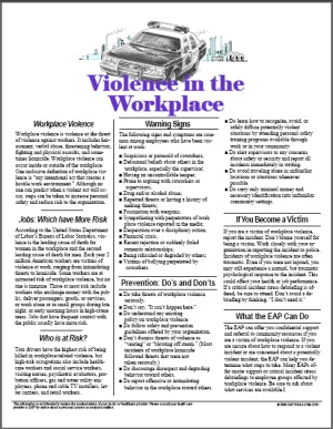 Preventing Violence in the Workplace Tip Sheets – WorkExcel