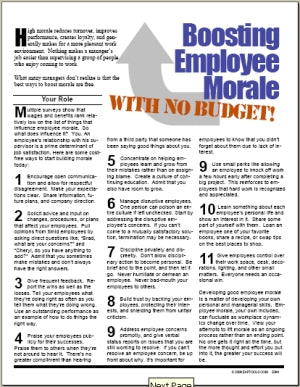 Boosting Employee Morale - Handoutsplus – WorkExcel