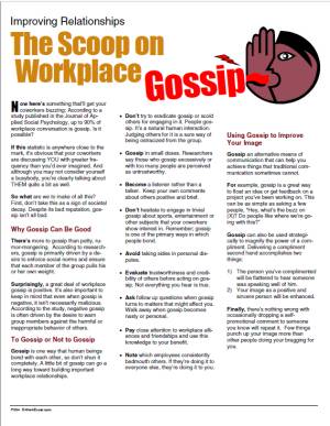The Scoop on Workplace Gossip - Handoutsplus – WorkExcel
