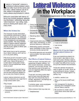 Lateral Violence in the Workplace - Handoutsplus – WorkExcel